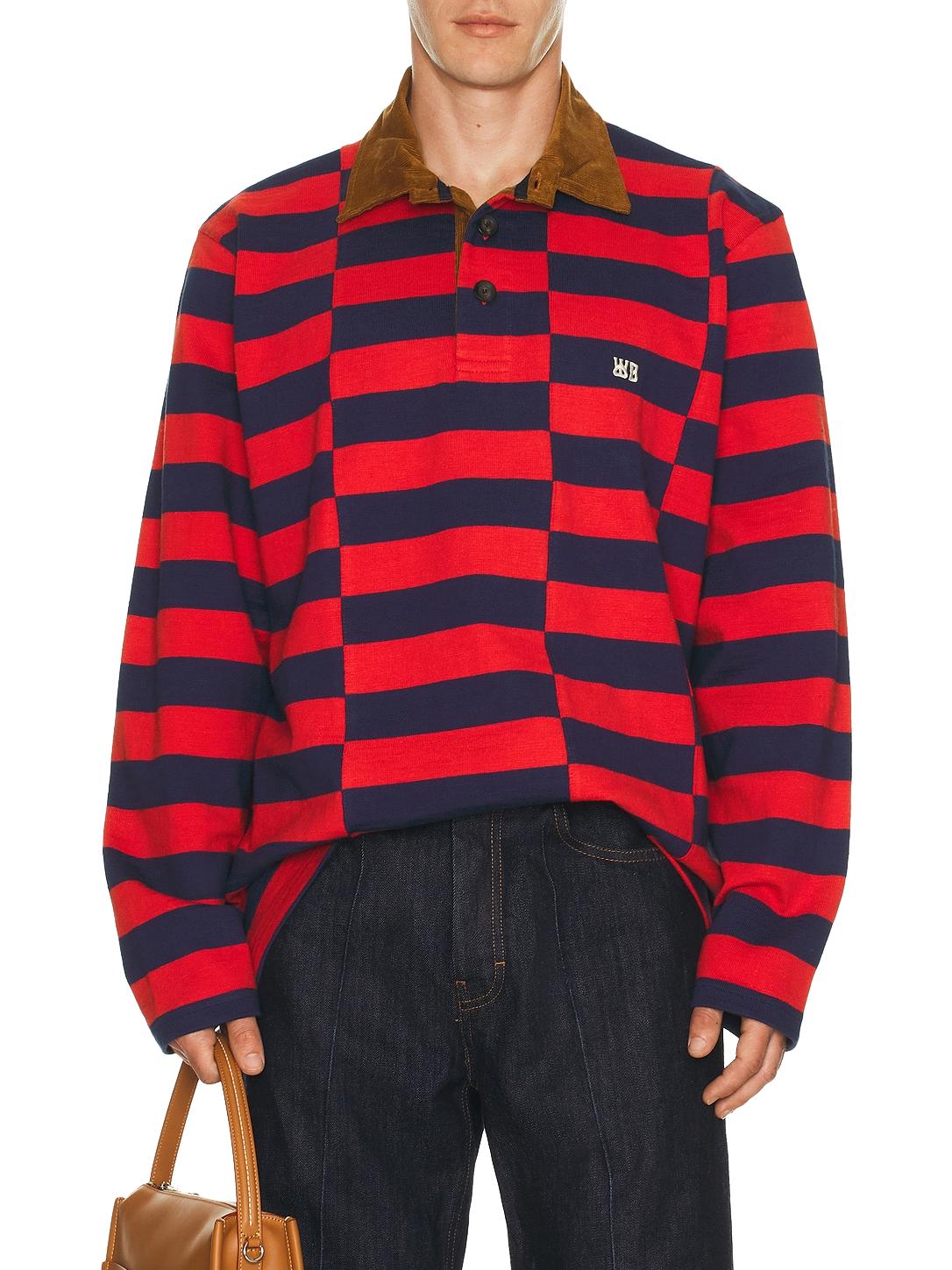 WALES BONNER wales bonner city polo in red,navy
